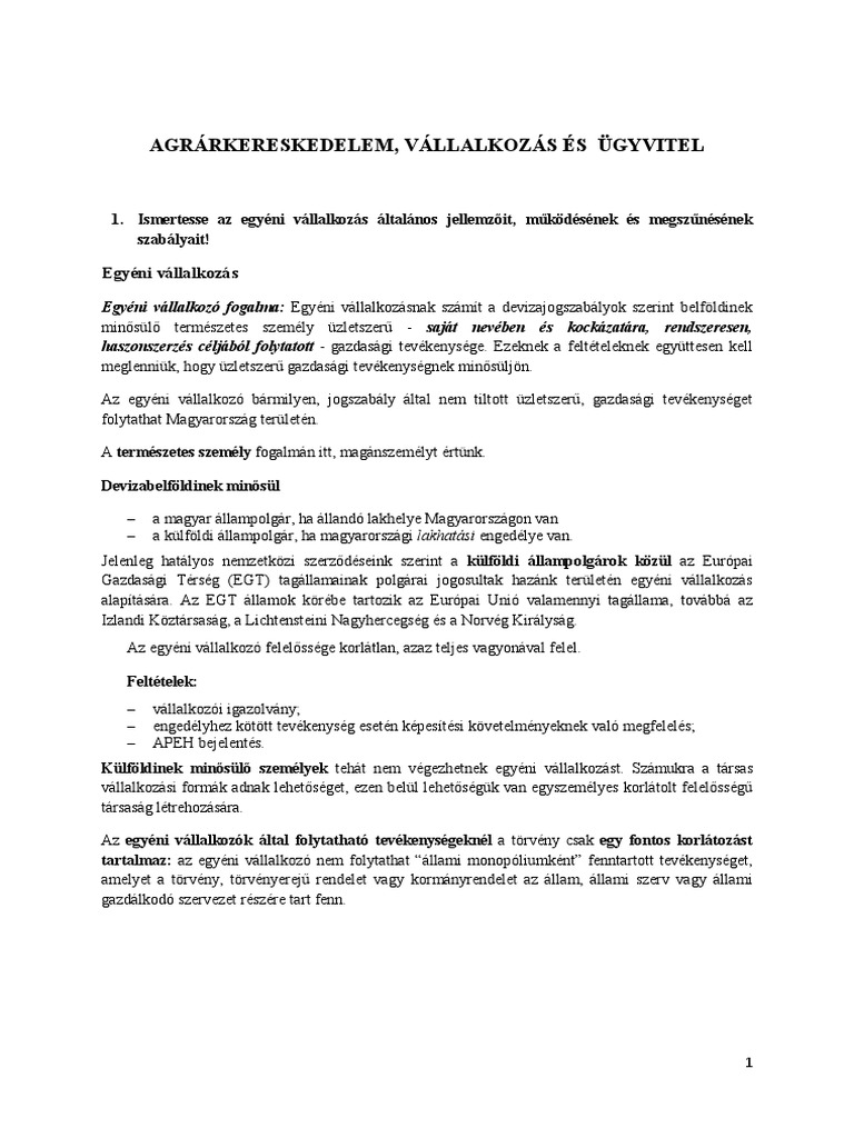 Kereskedelem - Váll. - Ügyv. Tétel Kidolgozott | PDF