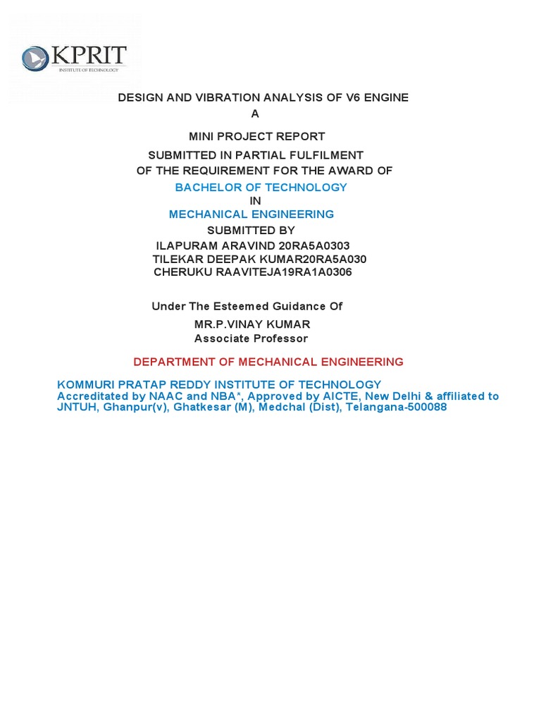 V6 Engine Design and Vibration Analysis | PDF | Internal Combustion ...
