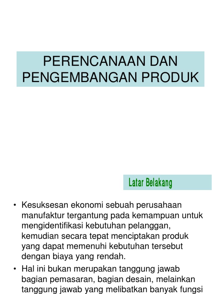 Perencanaan Dan Perancangan Produk | PDF