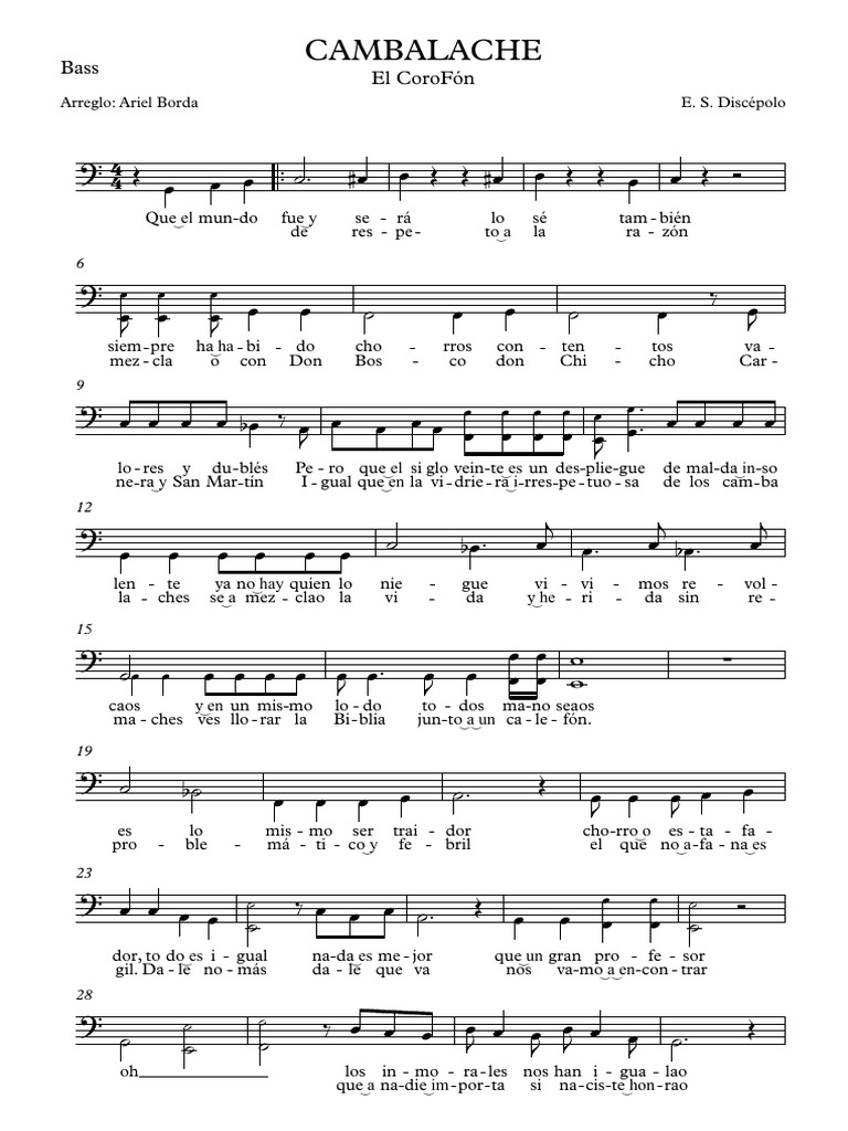 CAMBALACHE Bajo | PDF