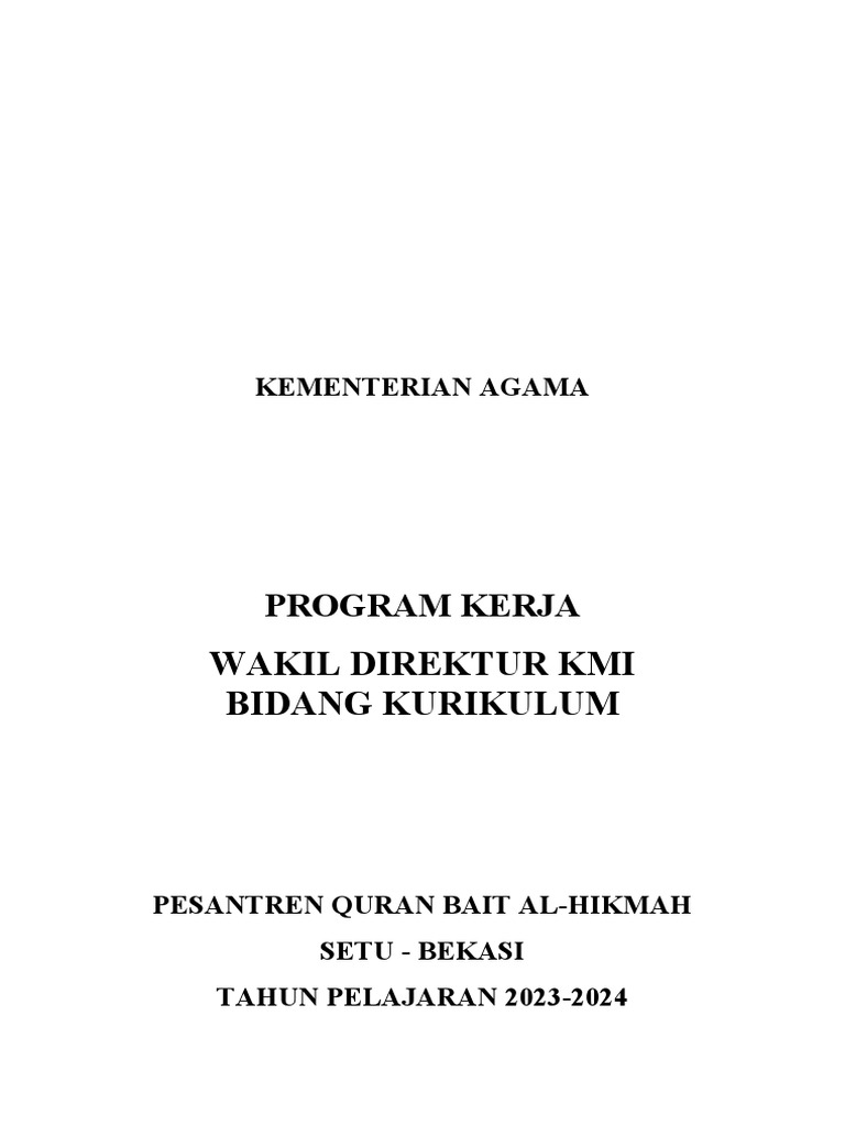 Program Kerja KMI Pesantren Qubah 2023-2024 | PDF