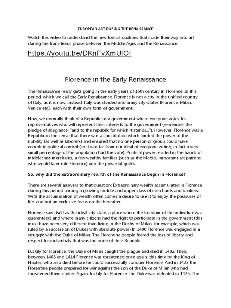 Renaissance Art in Florence & Flanders | PDF | Renaissance | Leonardo ...