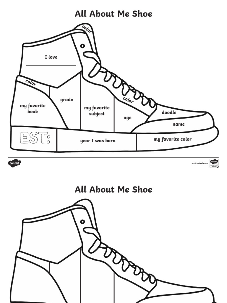 All-About-Me-Shoe-Us - English Colour Draw Esl Classroom Worksheet | PDF