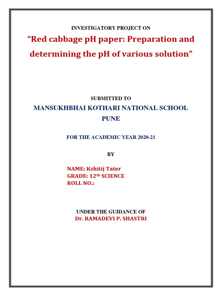 CHEMISTRY PROJECT CLASS 12 Kshitij Tater | PDF | Ph | Chemistry