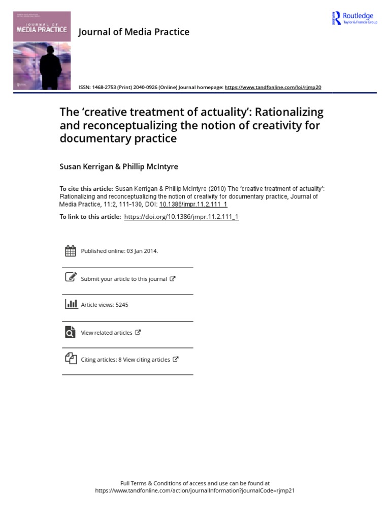 The Creative Treatment of Actuality Rationalizing and Reconceptualizing The Notion of Creativity ...