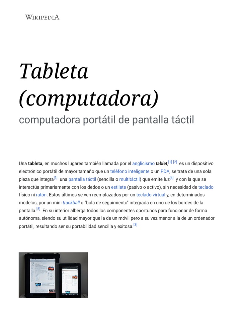 Tableta (Computadora) - Wikipedia, La Enciclopedia Libre | PDF | Tableta | Hardware de la ...