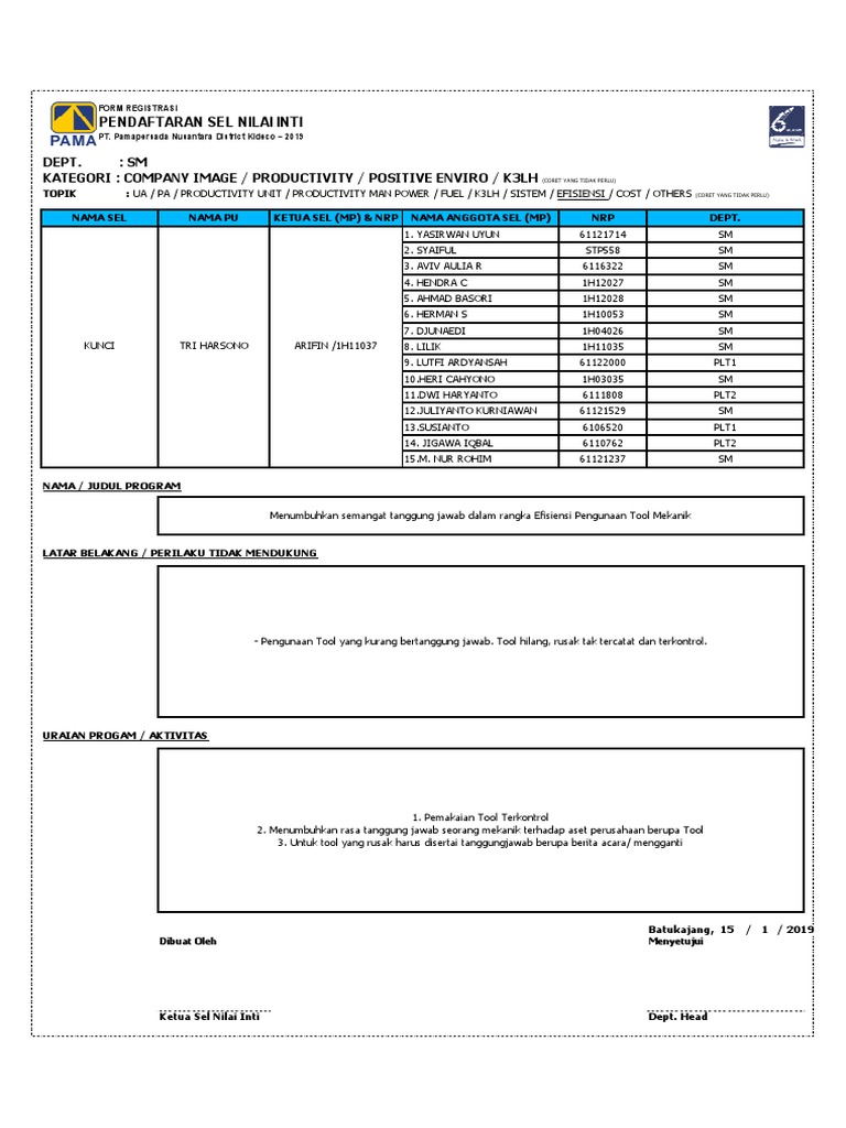 KUNCI Program Sel Nilai Inti 2019 | PDF