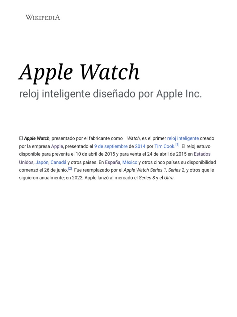 Apple Watch - Wikipedia, La Enciclopedia Libre | PDF | Apple Inc ...