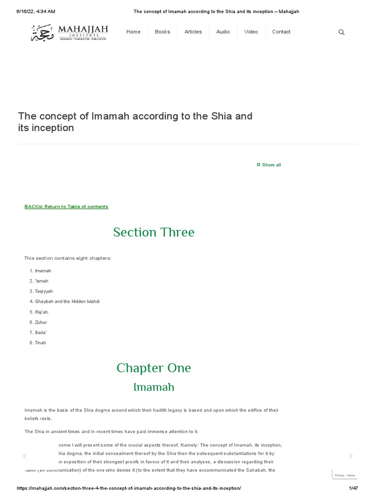 The Concept of Imamah According To The Shia and Its Inception ...