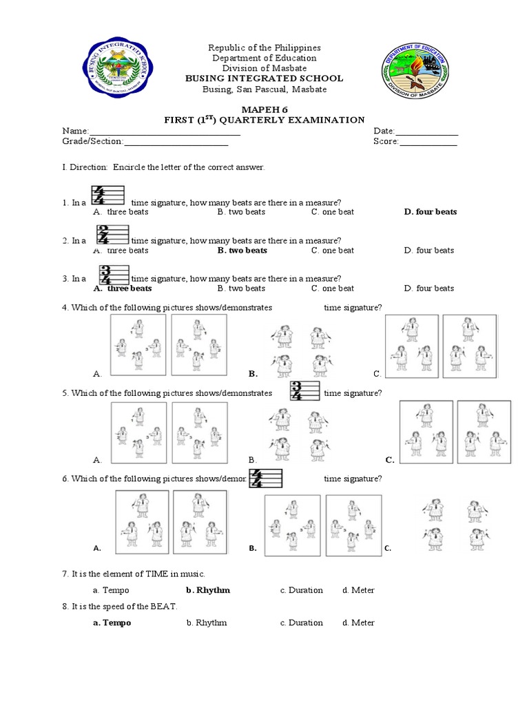Mapeh 6 1ST Quarter | PDF | Rhythm | Tempo