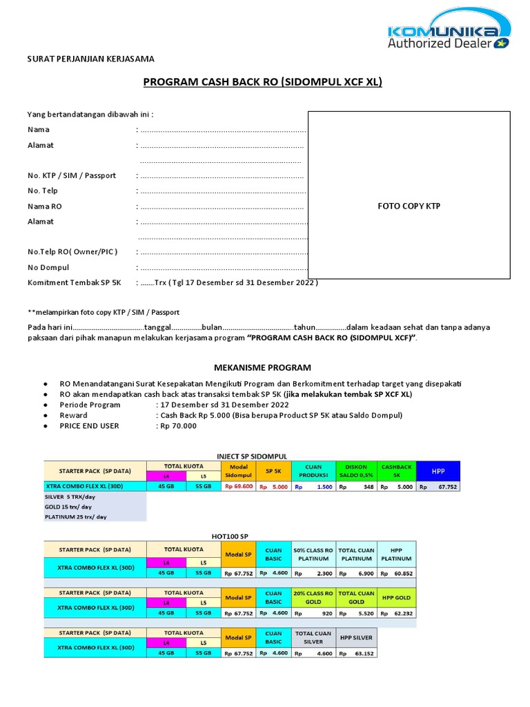 SPK Program RO Cashback (Sidompul XCF) | PDF | Komputer | Teknologi ...
