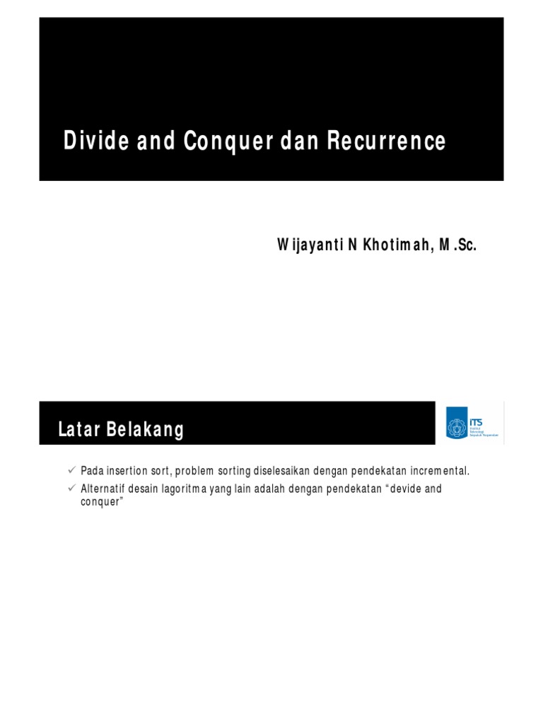 M7 Divide-And-Conquer Dan Recurrence Relation | PDF M7 Divide-And-Conquer Dan Recurrence Relation | PDF