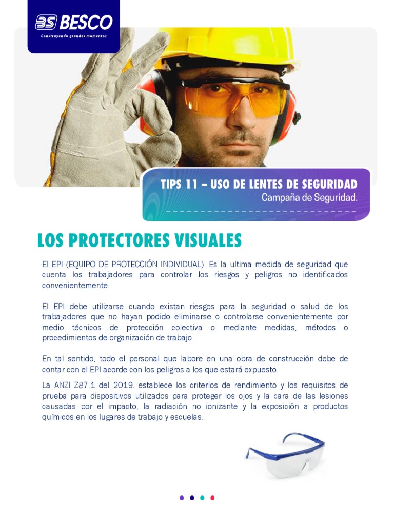 Importancia del Uso de Lentes de Seguridad | PDF | Salud y bienestar ...