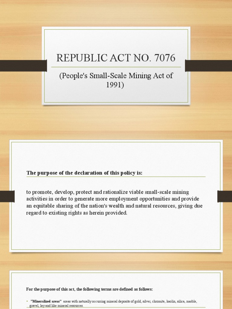 Ra 7076 | PDF | Mining | Employment