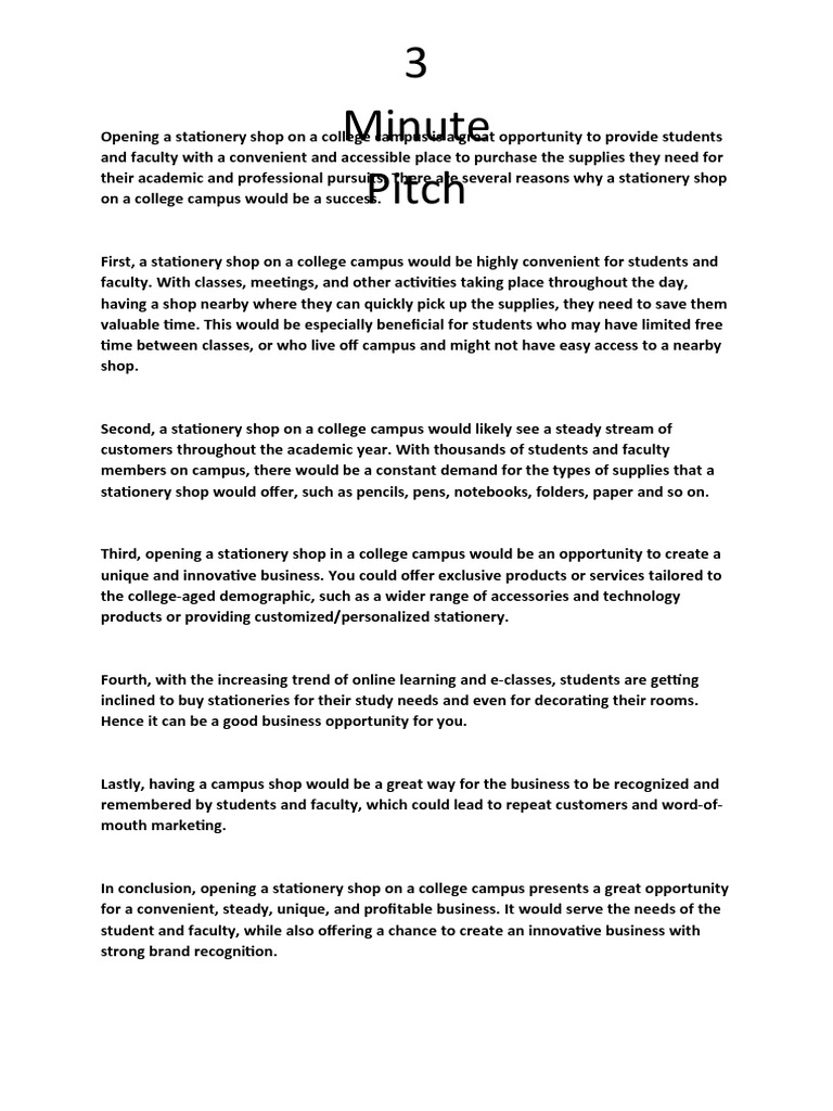 3 Minute Pitch | PDF
