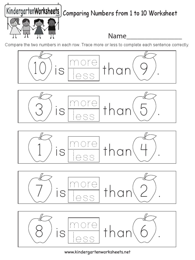 Comparing Numbers 1 10 Worksheet | PDF