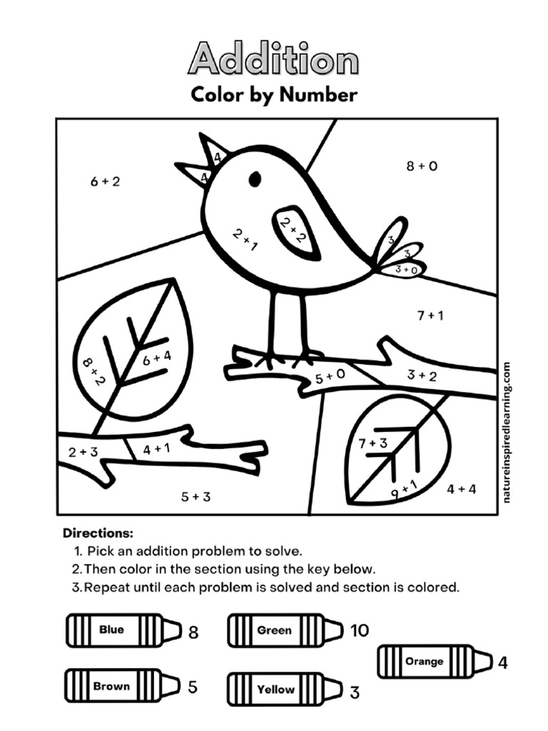 Easy Color by Number Addition Nature Inspired Learning 1 | PDF