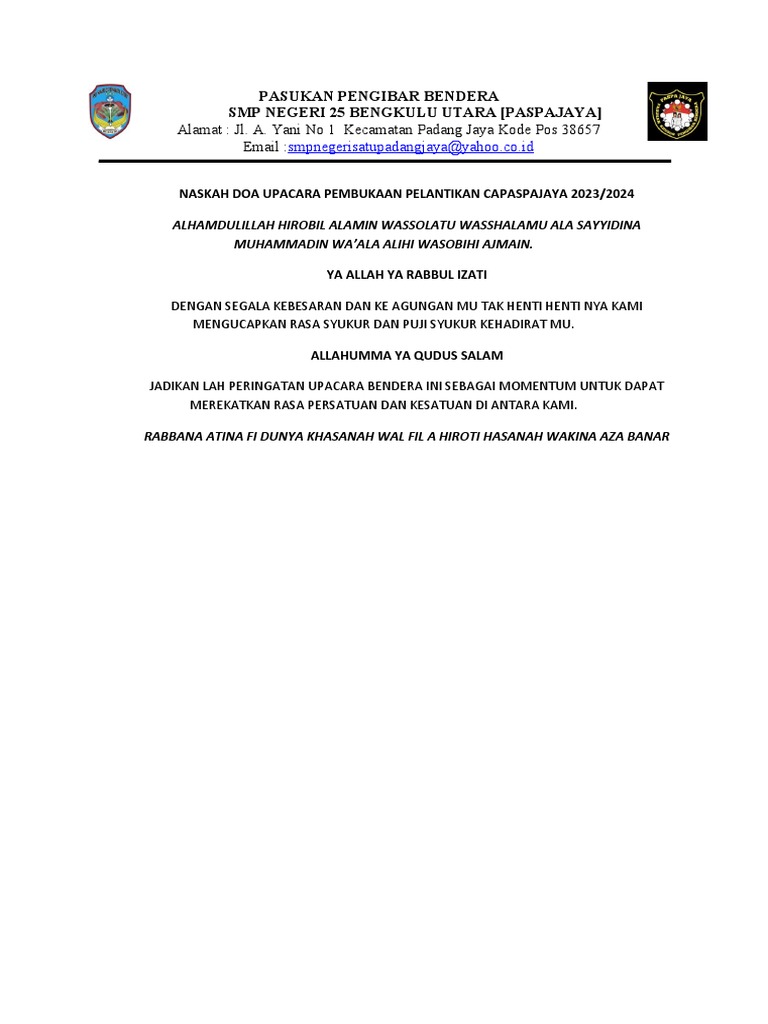 Naskah Doa Pembukaan | PDF