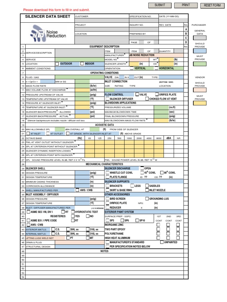 Vent Silencer Data Sheet | PDF | Building Engineering | Chemical Engineering