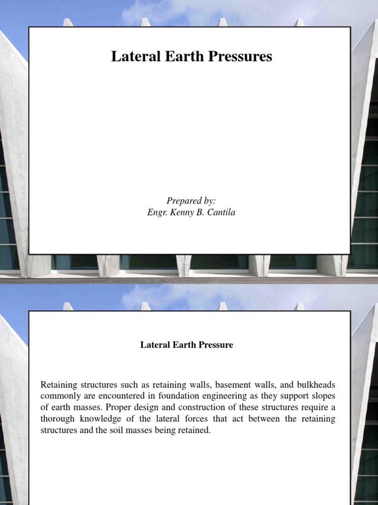 An Overview of Lateral Earth Pressures: Theories, Assumptions, and Calculations for Retaining ...