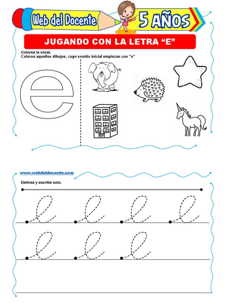 Jugando Con La Letra E para Niños de 5 Años | PDF