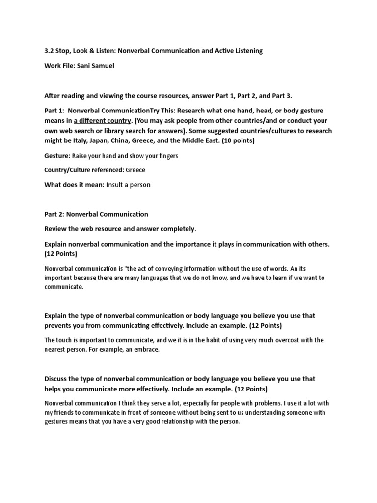 Nonverbal Communication and Active Listening | PDF | Nonverbal ...