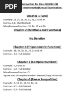 Deleted Portion of Class 12 Maths Exercise Wise PDF | PDF