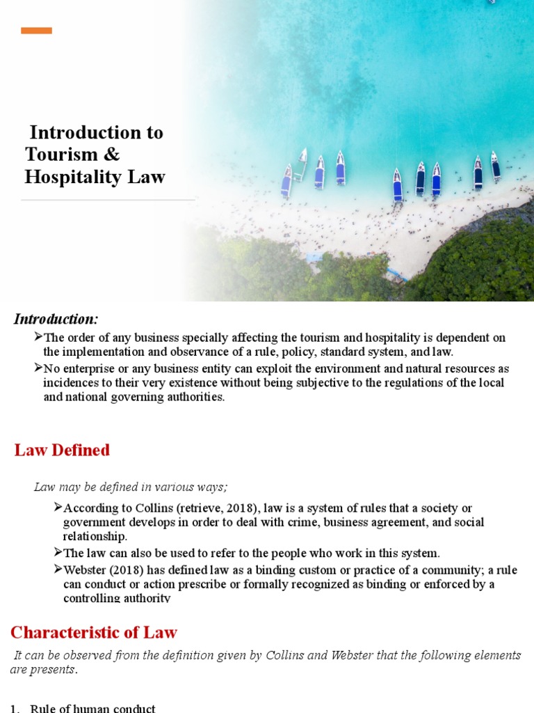 Introduction To Law On Tourism and Hospitality | PDF | Search And ...