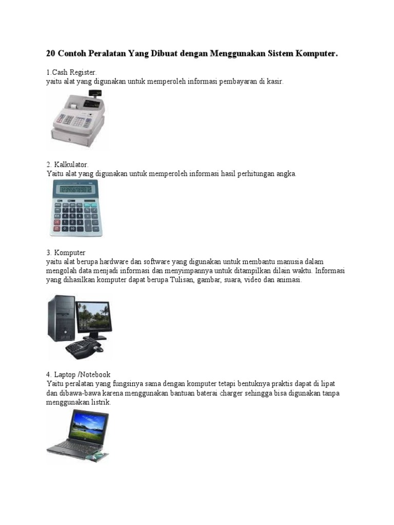 20 Contoh Peralatan Yang Dibuat Dengan Menggunakan Sistem Komputer ...