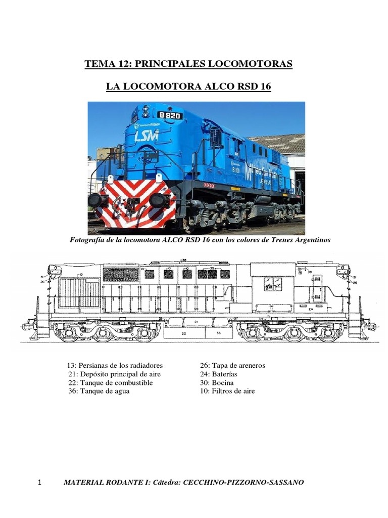 Locomotora ALCO RSD 16: Características y Sistemas | PDF | Locomotoras ...