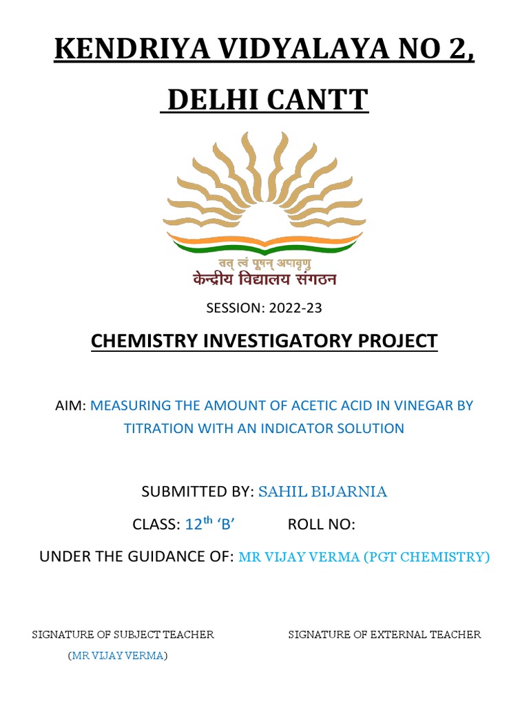 Chemistry Investigatory Project | PDF | Titration | Chemistry