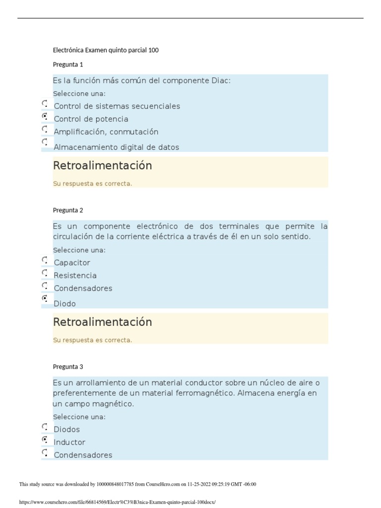 Electr Nica Examen Quinto Parcial 100 | PDF | Electrónica | Diodo