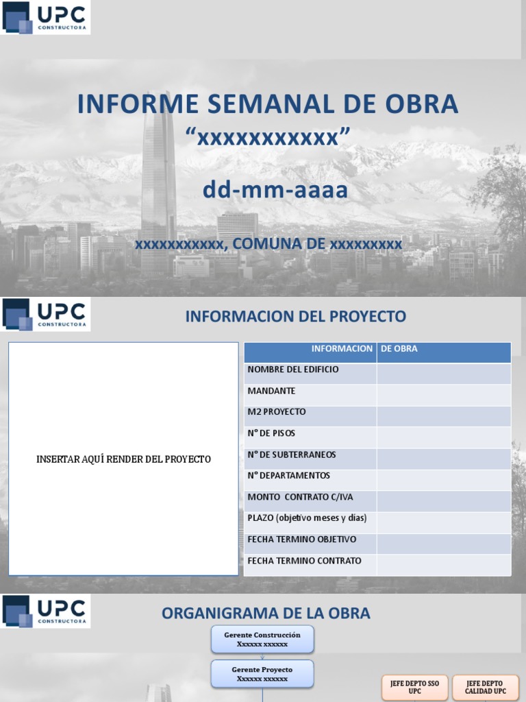 Formato Informe Semanal UPC Rev03(25!4!19) | PDF | Ingeniería hidráulica | Ingeniero civil