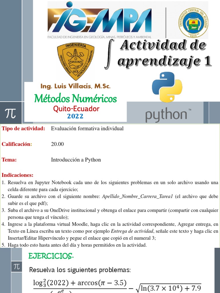 Tarea: Introducción a Python | PDF | Matriz (Matemáticas) | Vector Euclidiano