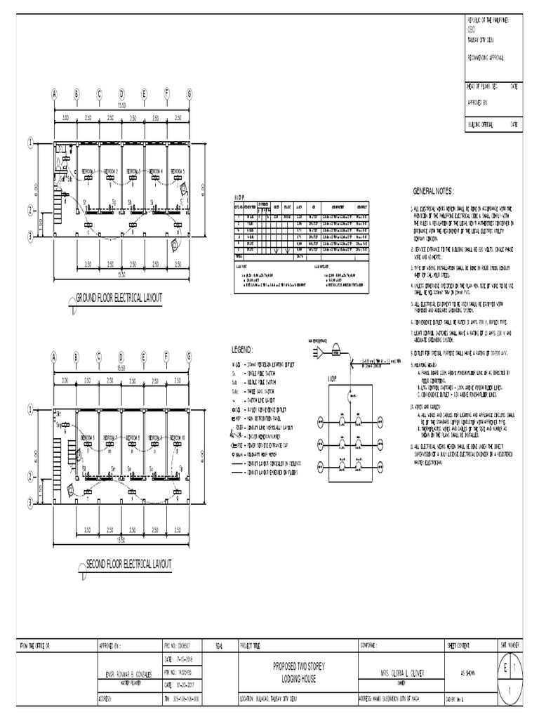Ground Floor Electrical Layout: A B C E F G D | PDF | Power Engineering ...
