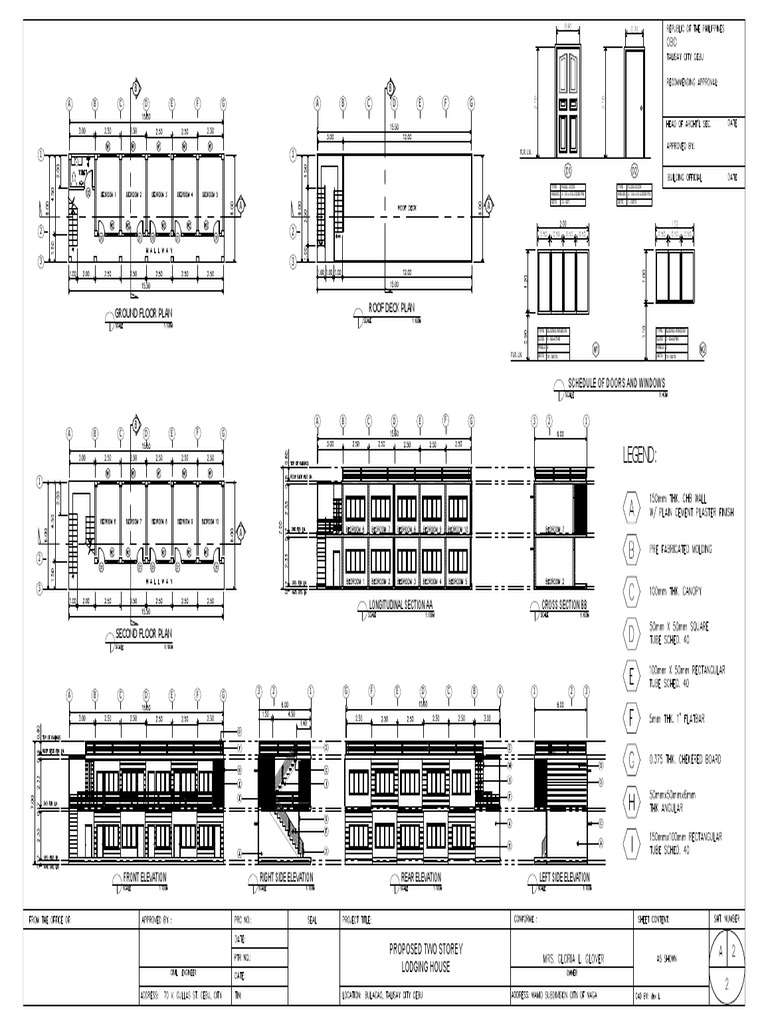 Legend:: Ground Floor Plan Roof Deck Plan | PDF | Door | Window