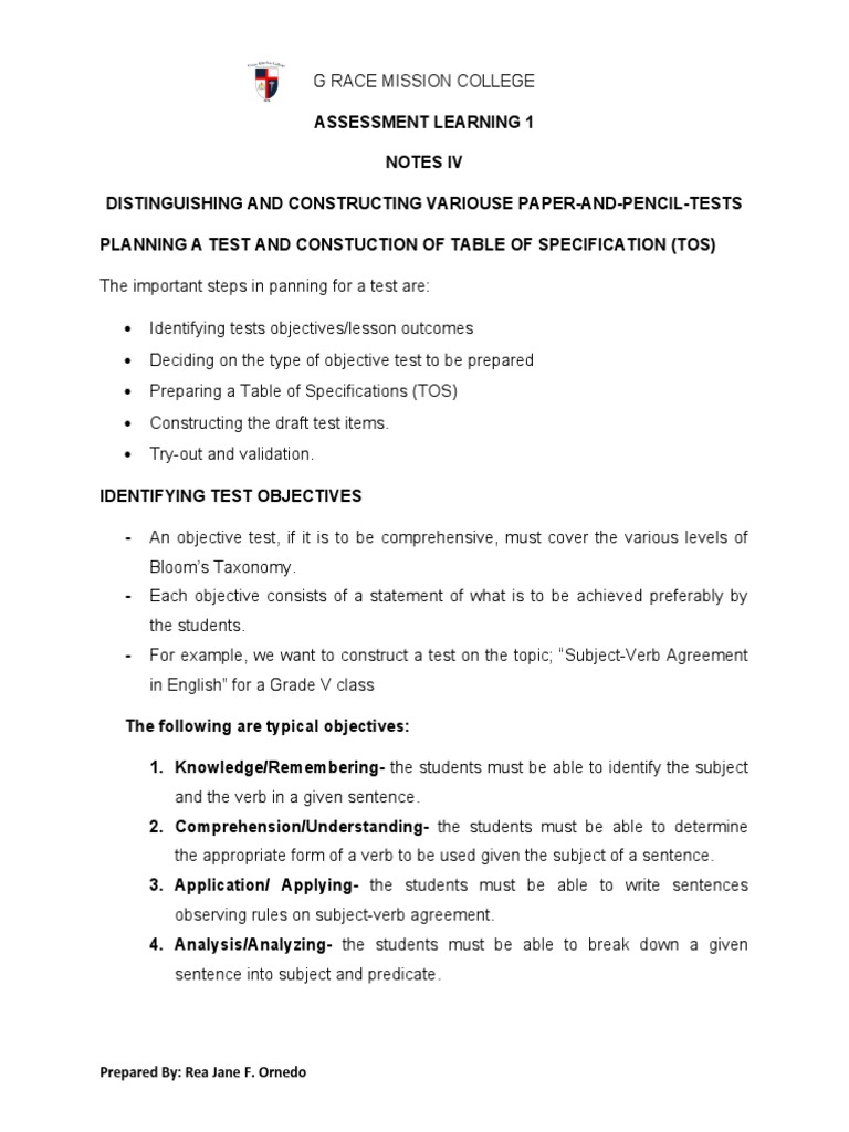 Constructing Effective Assessment Tests | PDF | Multiple Choice | Test ...