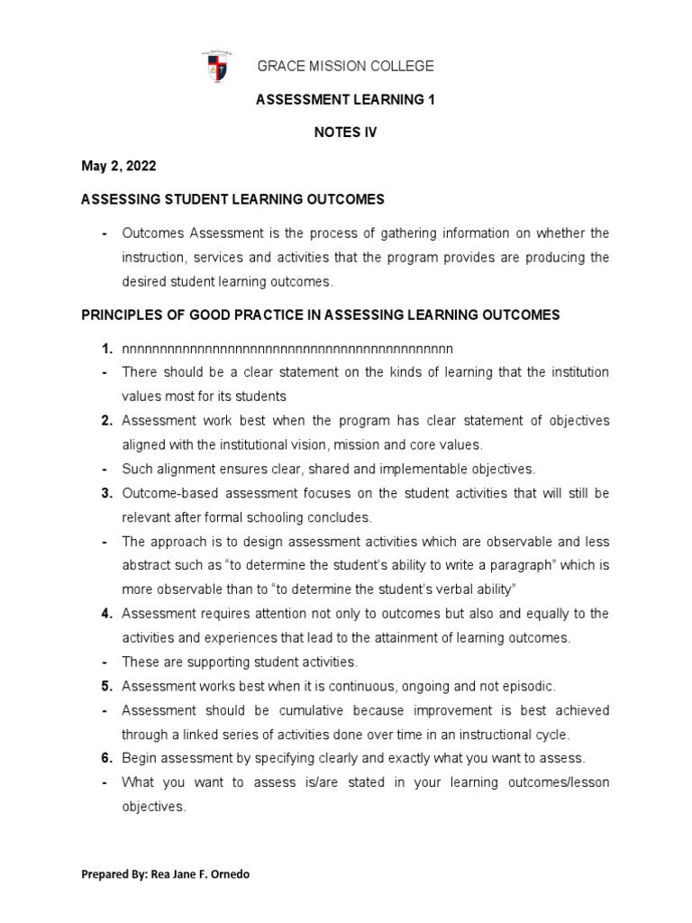 Assessing Student Learning Outcomes | PDF | Educational Assessment | Rubric (Academic)