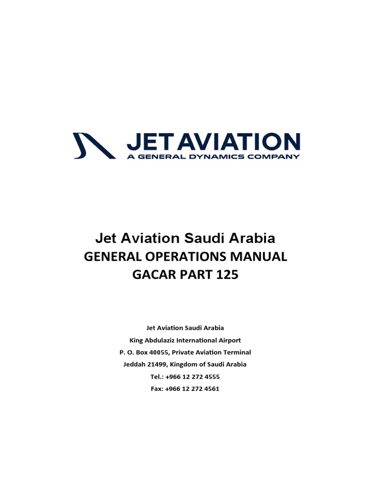 GACAR Part 125 Operations Manual | PDF | Safety | Regulatory Compliance