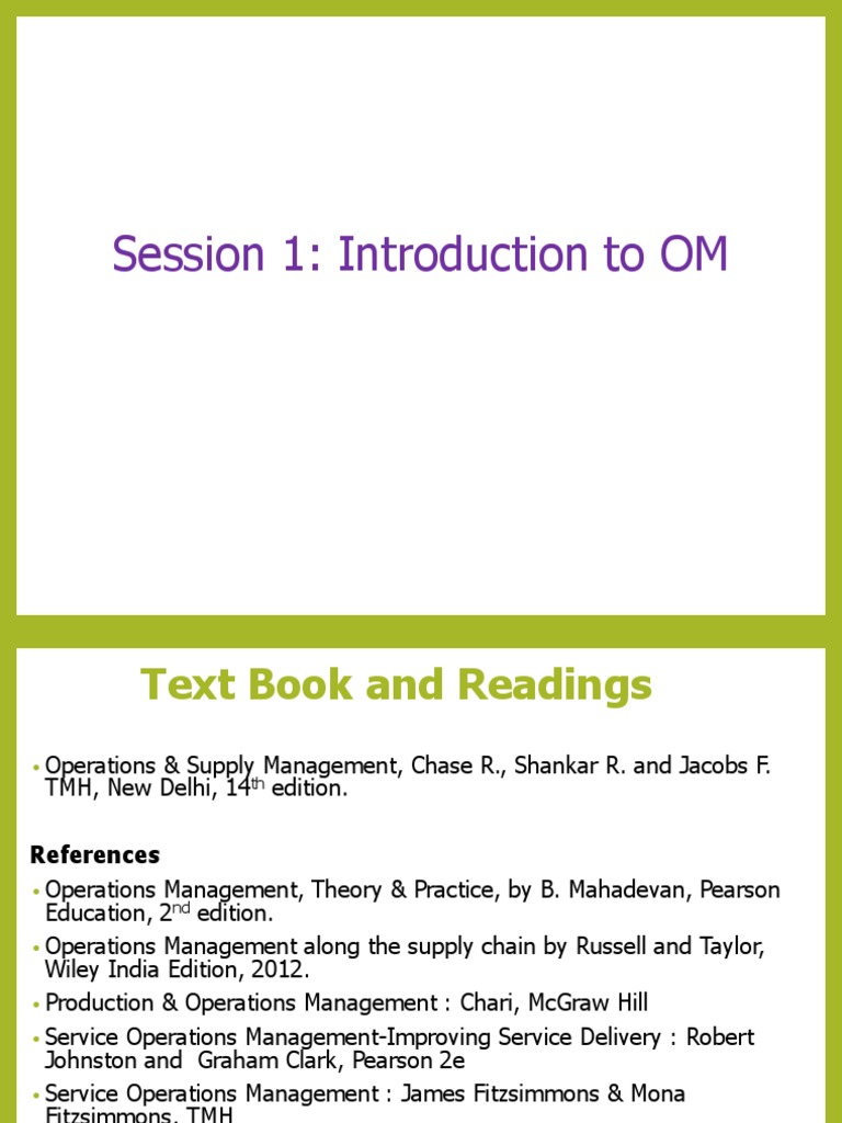 Session Introduction To Operations Management | PDF | Supply Chain Management | Supply Chain