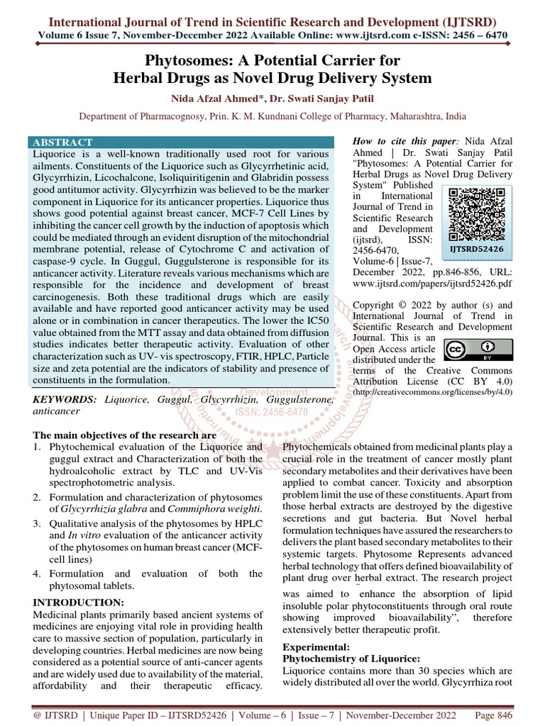 Phytosomes A Potential Carrier For Herbal Drugs As Novel Drug Delivery ...