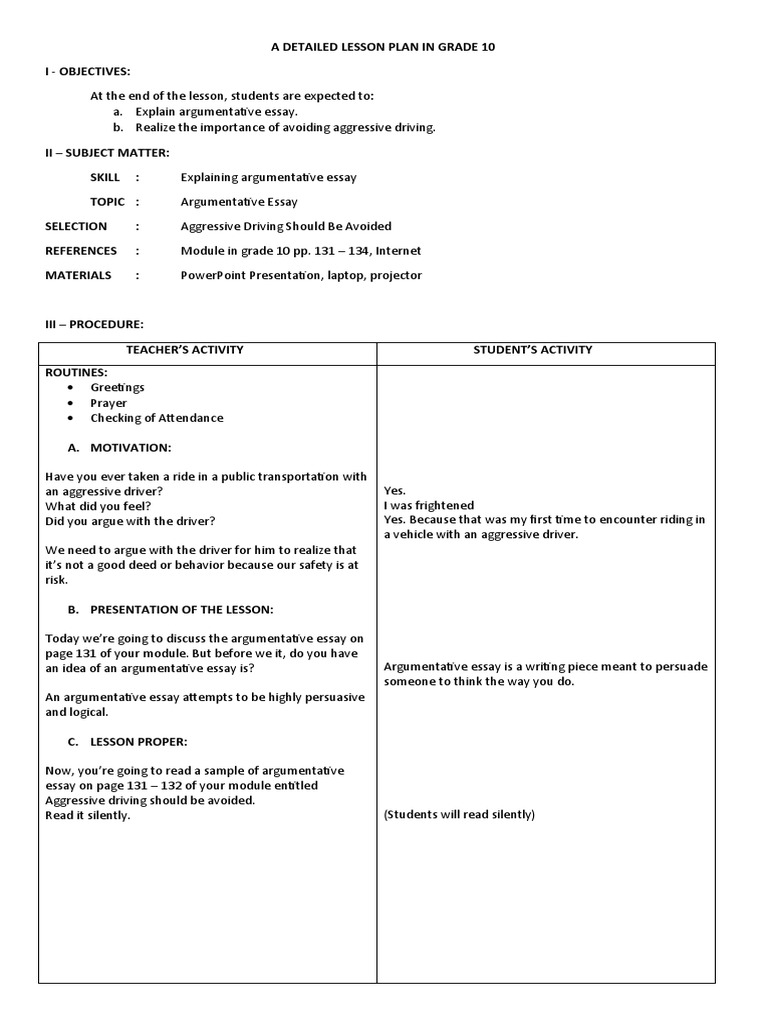 Lesson Plan Q2-W4 | PDF | Essays | Lesson Plan