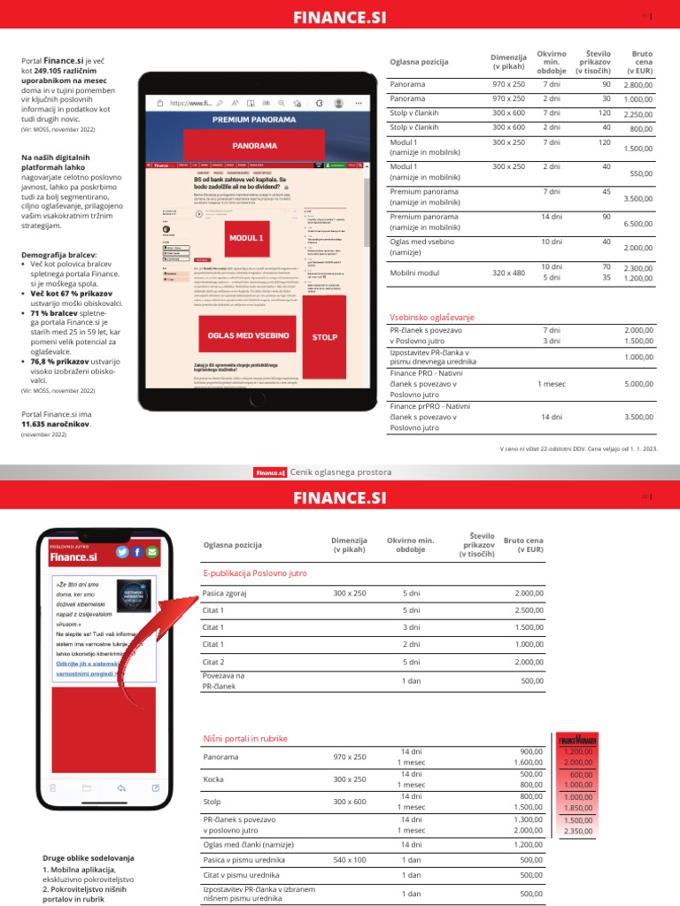 Casnik Finance - Ceniki 2023 | PDF