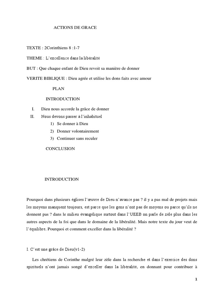 Actions de Grace | PDF | Dieu | Grâce (christianisme)