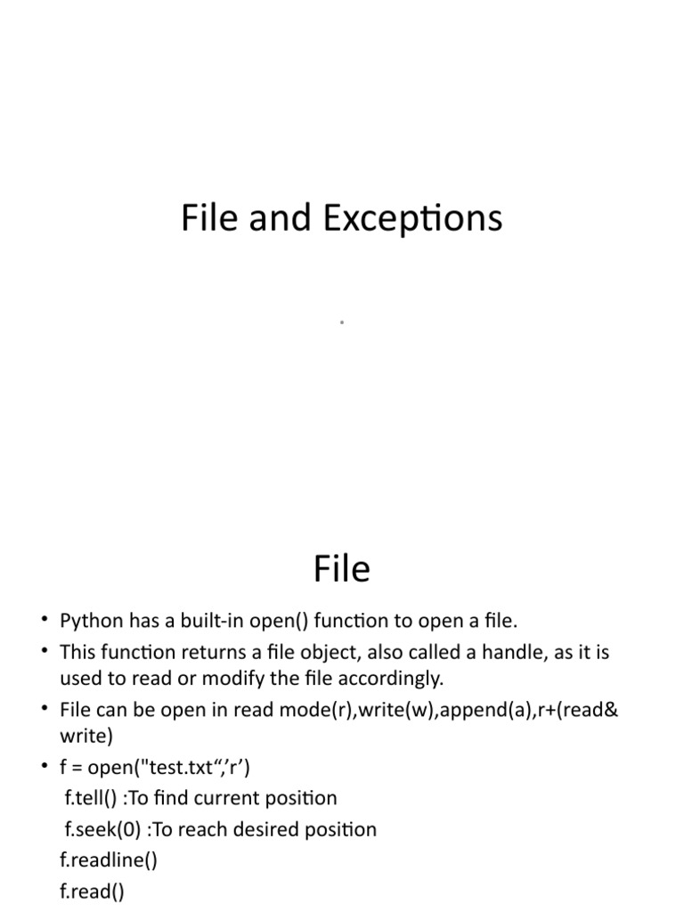 File and Exceptions | PDF | Systems Engineering | Computer Science File and Exceptions | PDF | Systems Engineering | Computer Science
