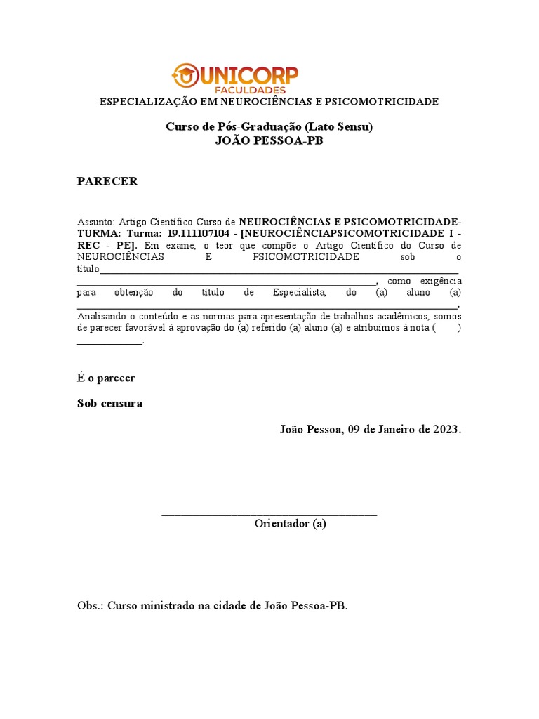 Modelo Parecer | PDF