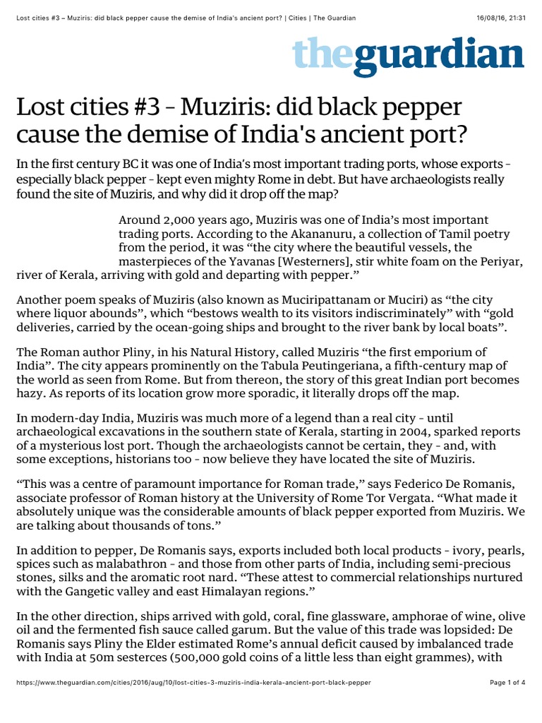 Lost Cities #3 Muziris - Did Black Pepper Cause The Demise of India's ...