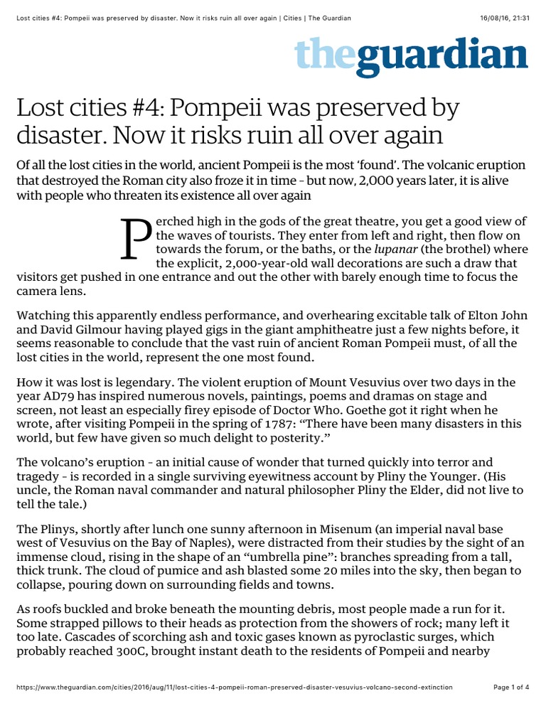 Preserving Pompeii: A City Frozen in Time | PDF | Pompeii | Mount Vesuvius