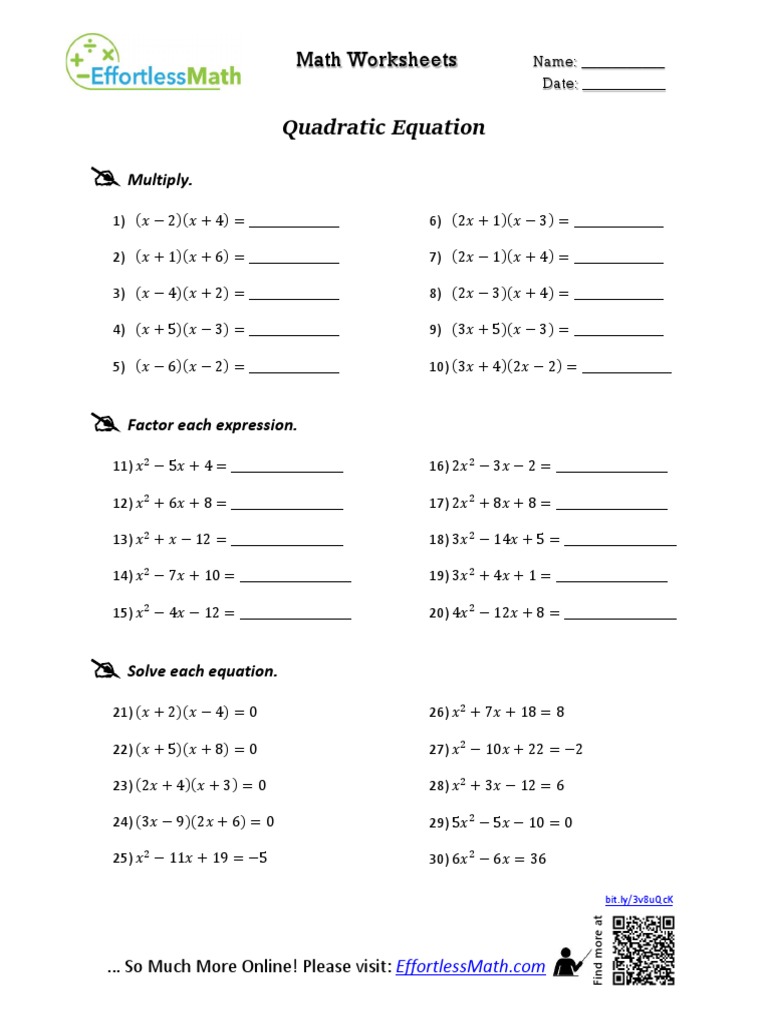 Quadratic Equation Pdf Mathematics Mathematical Objects