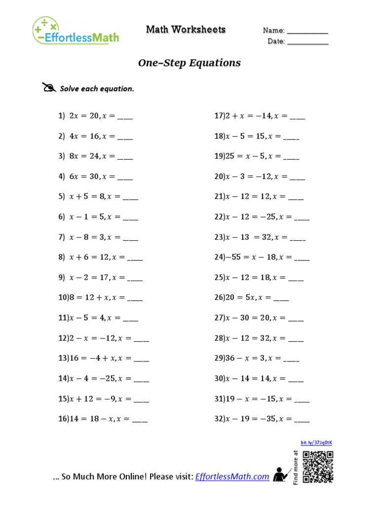 One Step Equations | PDF | Mathematics